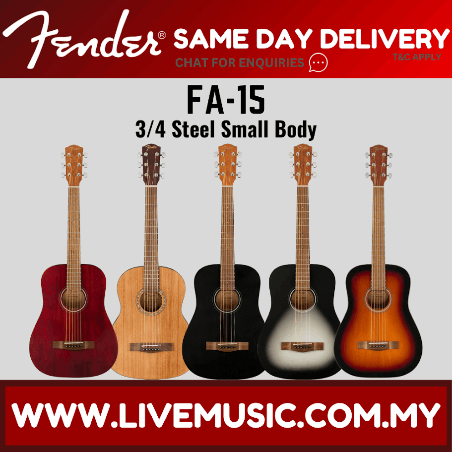 Fender Limited Edition FA-15 3/4 Size Steel String Acoustic Guitar w ...
