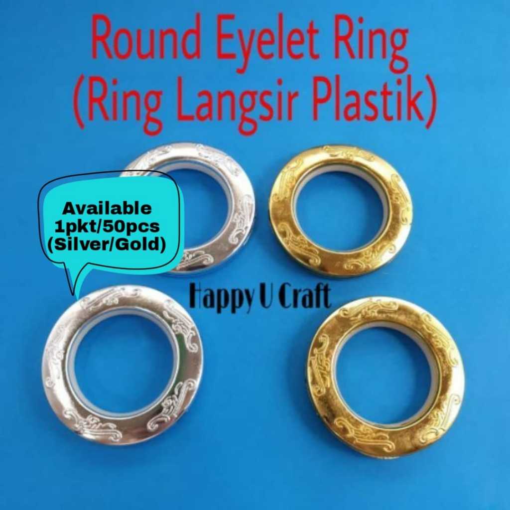 (1pkt/50pcs±)Front and Back Round Eyelet Ring / Ring Langsir Plastik ...