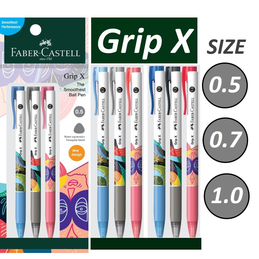 Faber Castell Grip X X5 X7 X10 Ball Pen 0.5 0.7 1.0 Blue Black Red (Pen ...