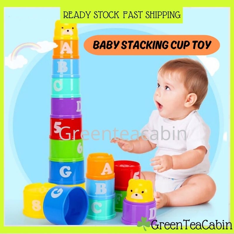 STACKING CUP TOWER NUMBER AND ALPHABET EDUCATIONAL BABY TOYS READY ...