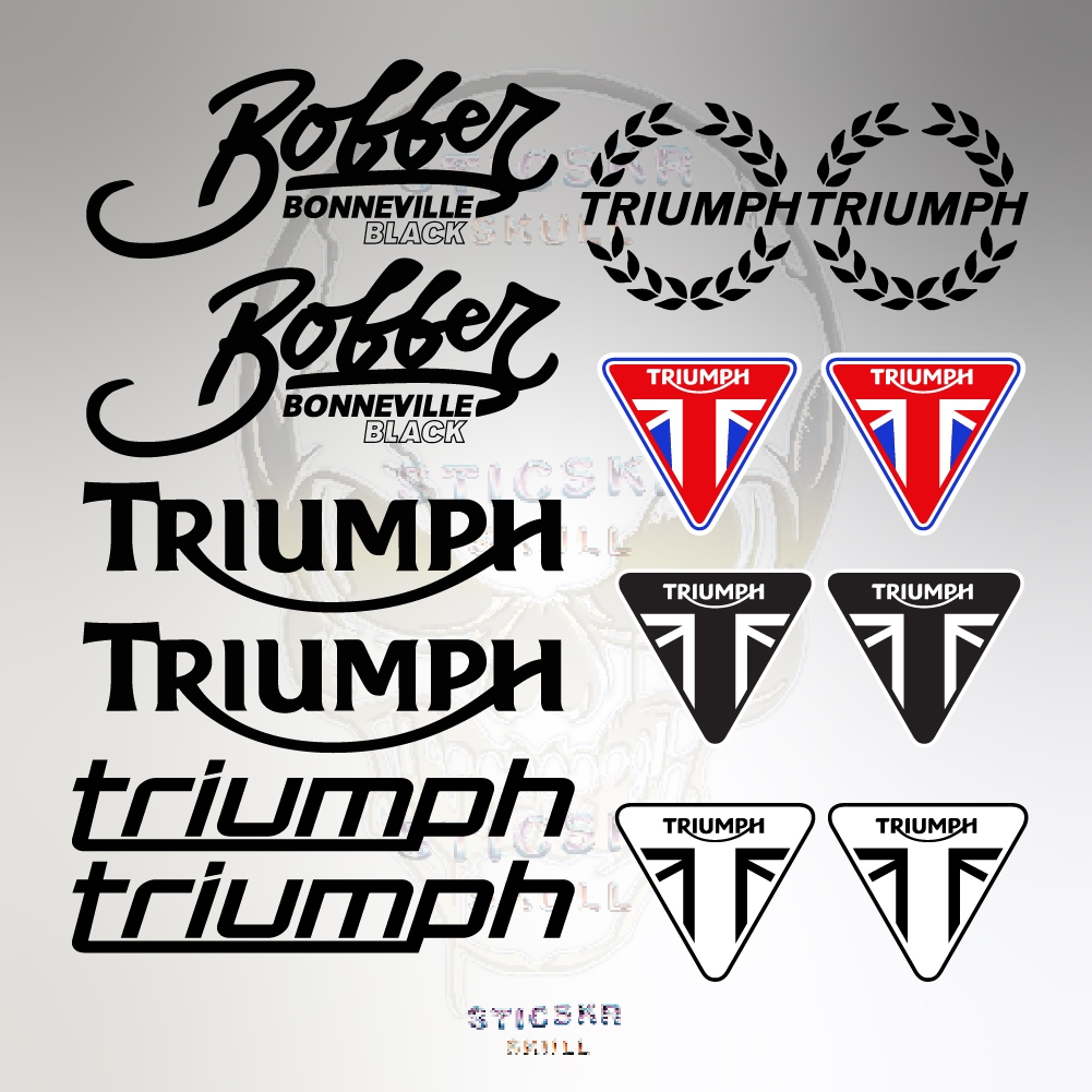 (1 SET 2 PCS) Triumph Bobber Street Motorcycle Fuel Tank Helmet Decal ...