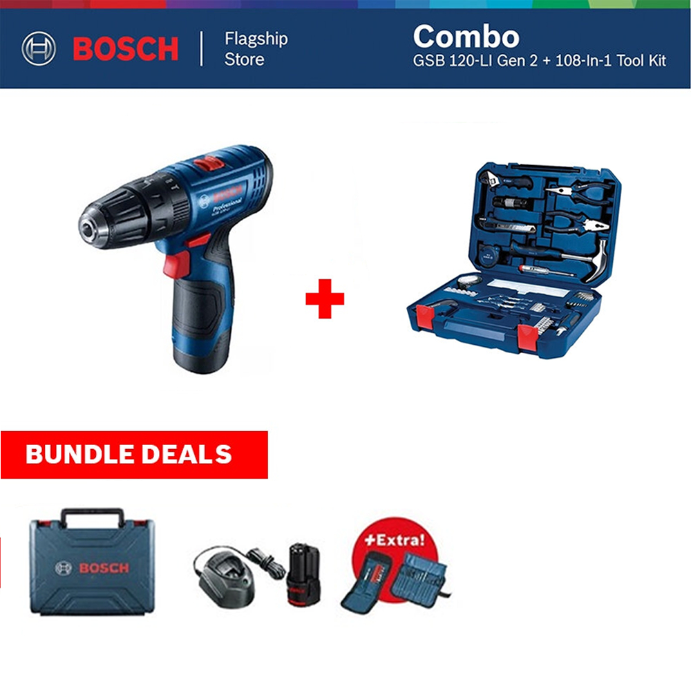 BOSCH [COMBO] GSB 120-LI Gen 2 Impact Drill Driver Kit - 06019G81L1 ...