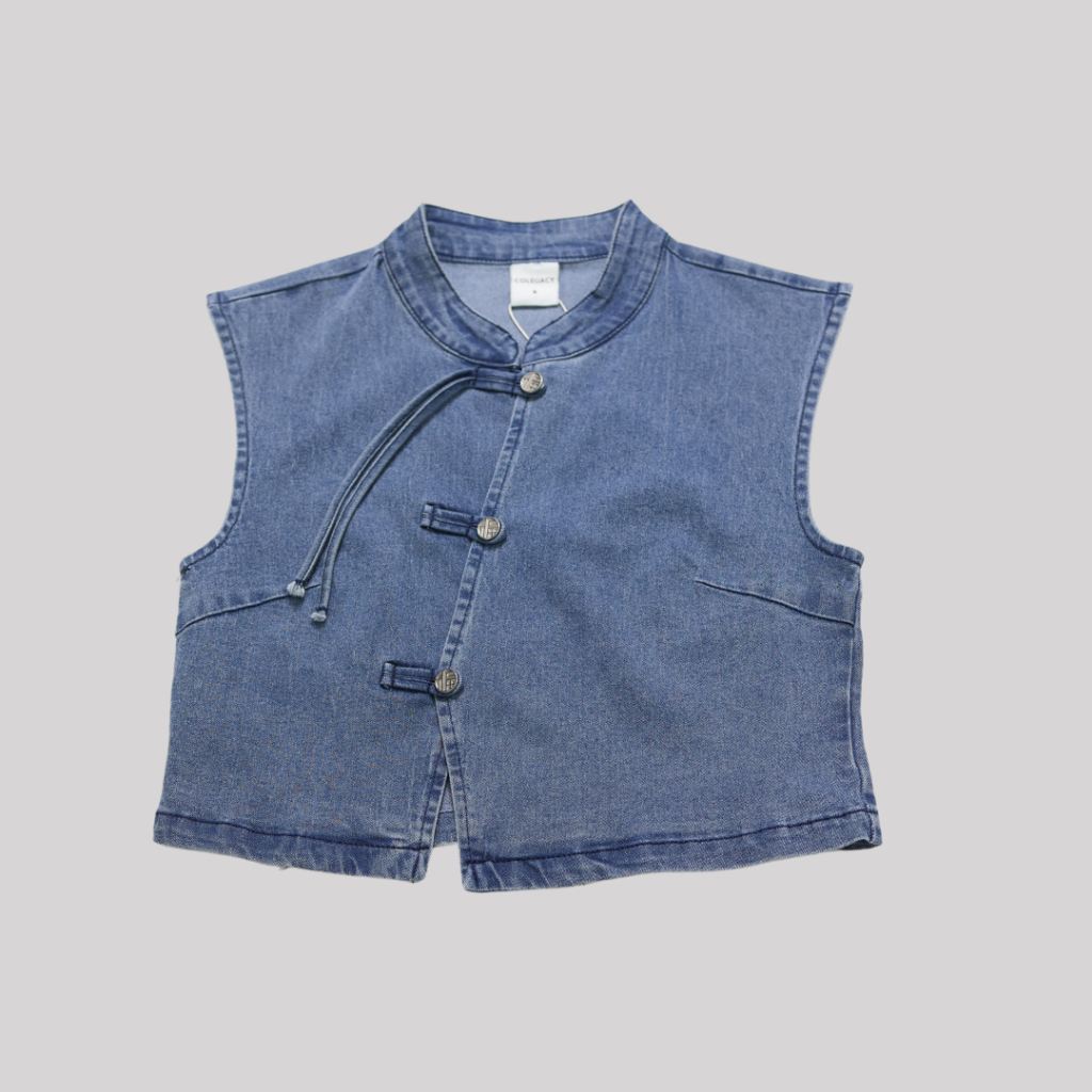 Colegacy Women's Top Sleeveless Frog Closure Denim Vest (S-2XL ...