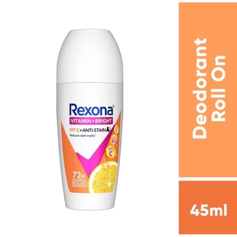 REXONA VITAMIN BRIGHT VIT-C ANTI STAIN DEODORANT ROLL ON WOMEN 45ML | Shopee Malaysia