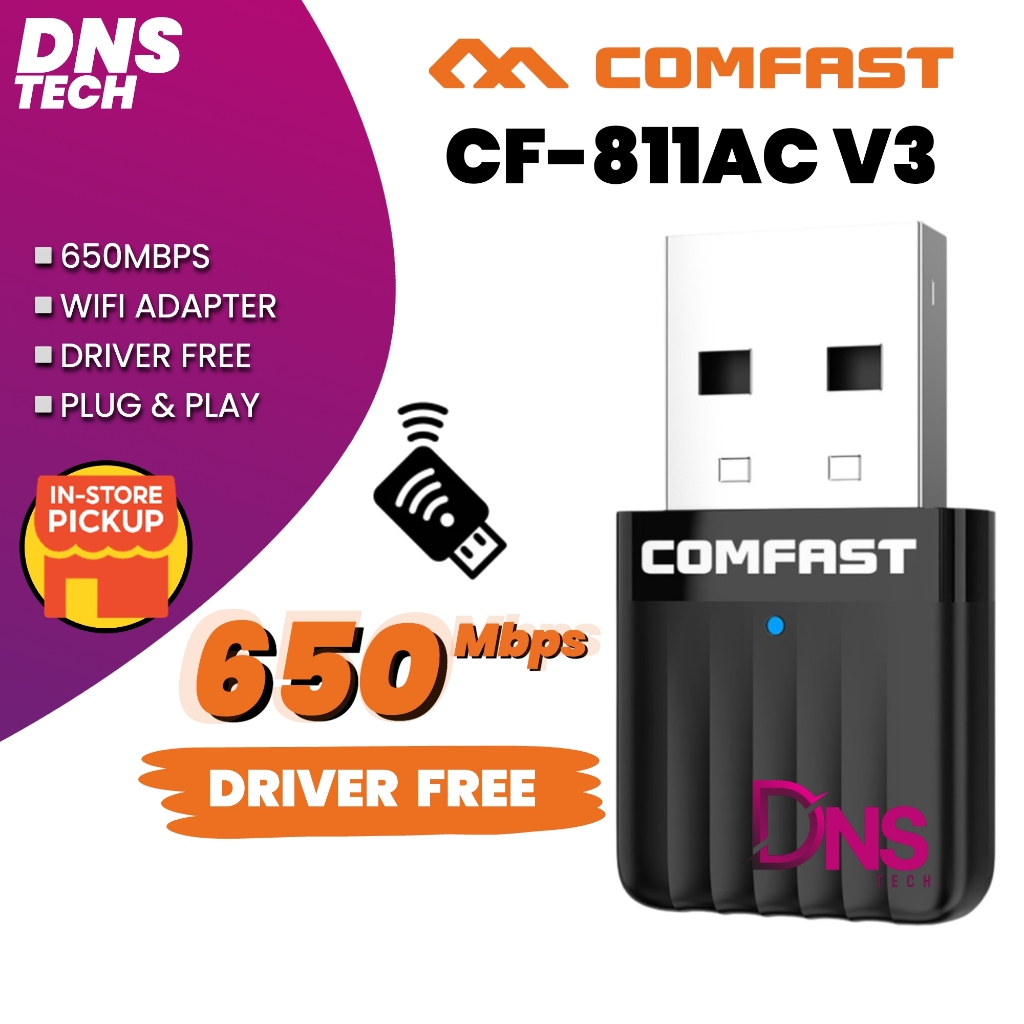 COMFAST CF-811AC 650Mbps WiFi Adapter 2.4G + 5.8GHz Dual Band Mini Wireless WiFi Network Card ...