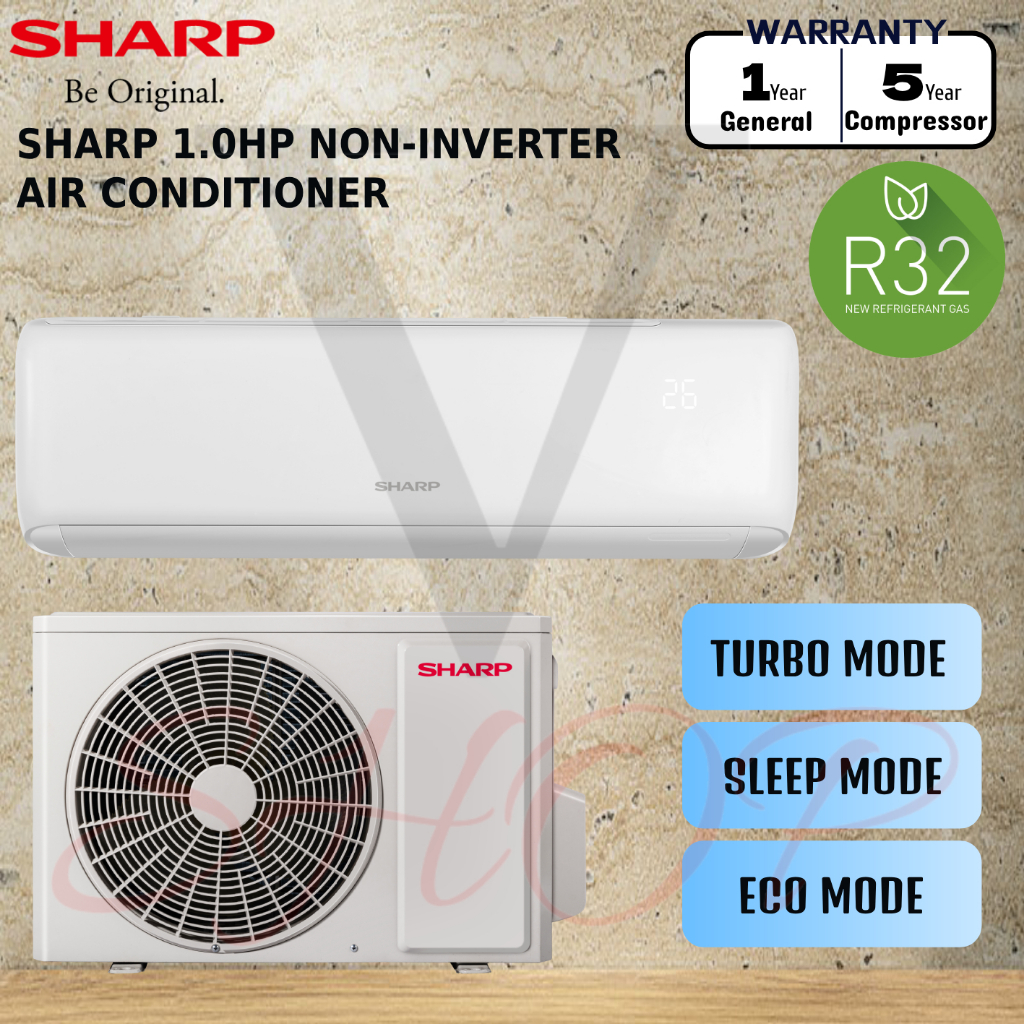 SHARP 1.0HP R32 NON-INVERTER AIR CONDITIONER AHA9XCD // AHA9WCD2 | Shopee Malaysia