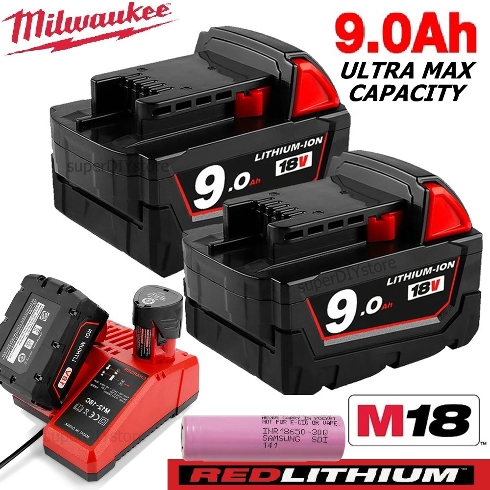 Milwaukee M18 battery pack 9.0Ah 18V red lithium high output with ...