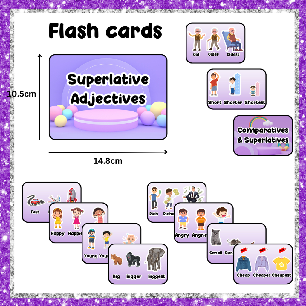 Flash Card Learning English : Superlative & Comparative Adjectives ...