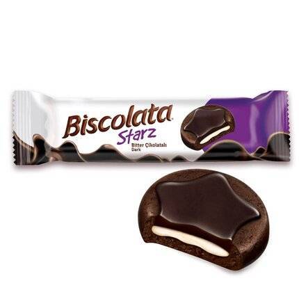 BISCOLATA STARZ dark , Bitter Chocolate Coated Biscuit Milk cream 88g ...