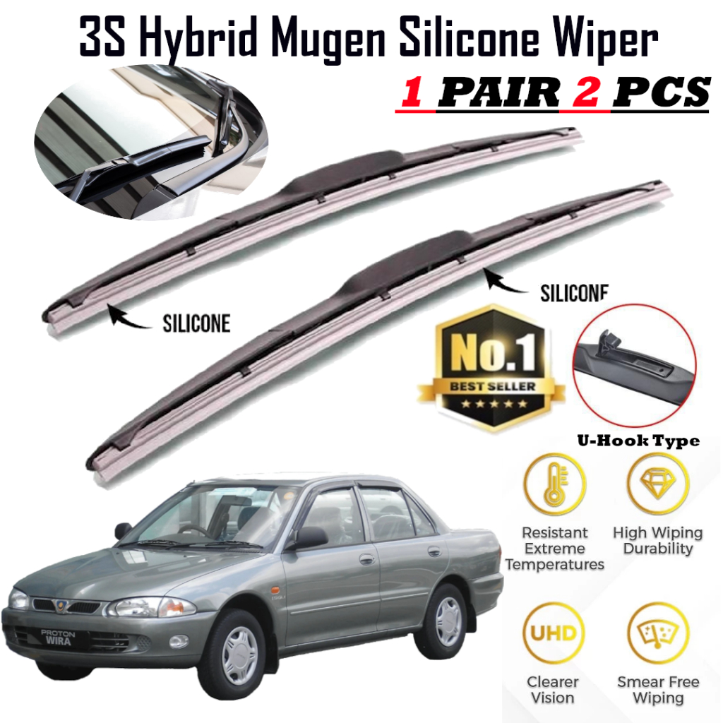 1pair(set) Proton Wira Japan Mugen Silicone Wiper 3 Section Boneless Soft Wiper Kereta | Shopee ...