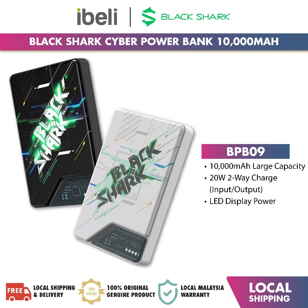 Black Shark Cyberpunk 10000mAh 2-way Charge Power Bank 20W Type-C ...