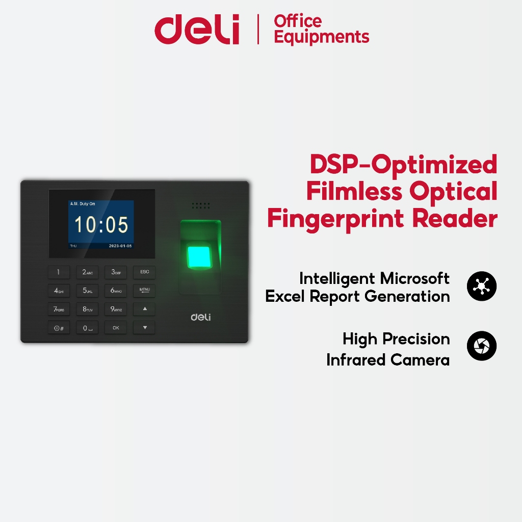 Deli Facial Recognition Thumbprint Attendance Machine Absence Punch ...