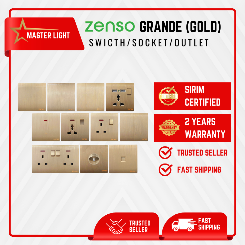 [Sirim] Zenso Grande Gold Switch / Switches Socket Outlet Frameless ...