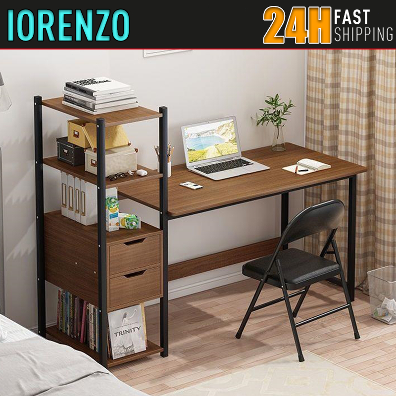 120CM Study Table Writing Desk Office Table With Book Shelf Computer ...