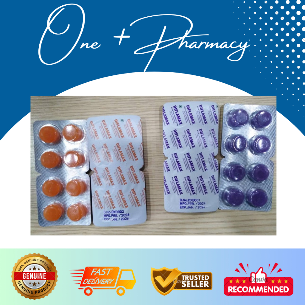 [1 papan] Diflamax lozenges 8's 9orange/ blackcurrant) | Shopee Malaysia