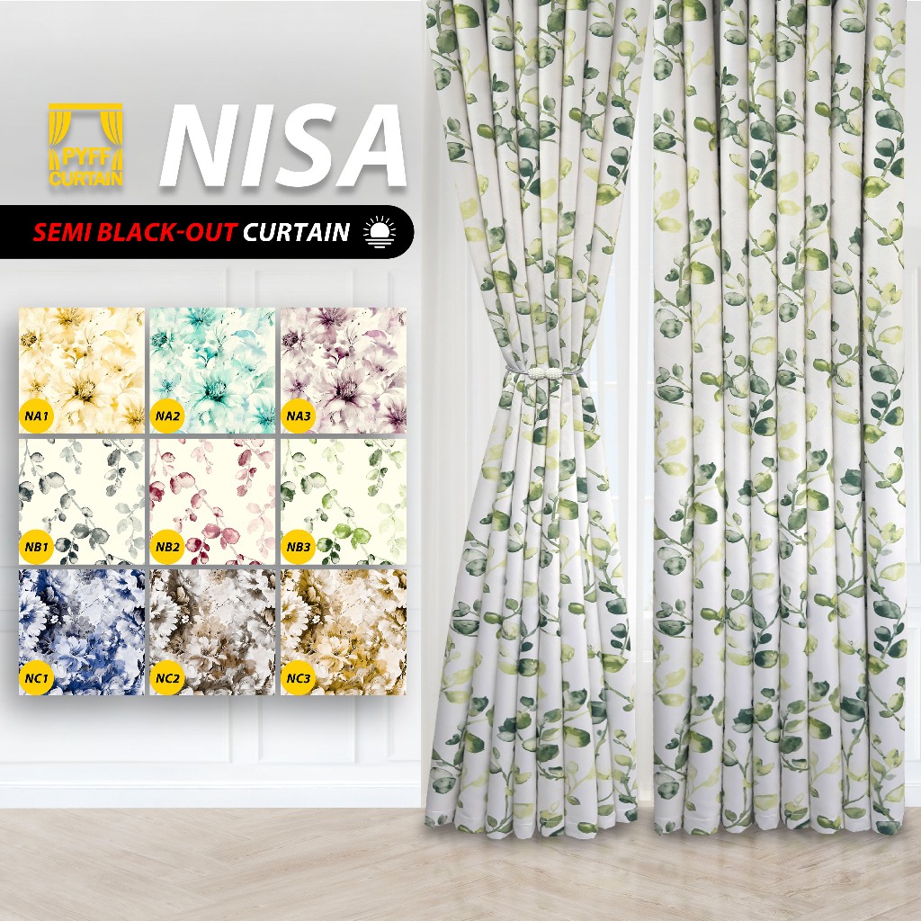 PYFF CURTAIN | NISA high quality printed design curtain, semi blackout curtain, langsir corak ...