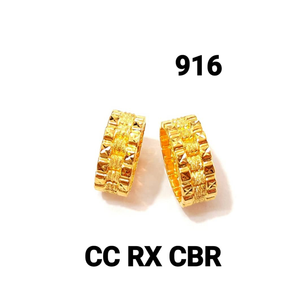 Wing Sing Cincin Corak Jam Rantai Lebar Besar Fesyen Tulen Emas 916 / ...