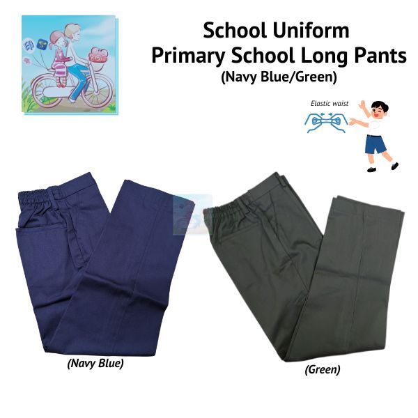 Primary School Long Pants (Elastic/ Navy Blue/Green) | Shopee Malaysia
