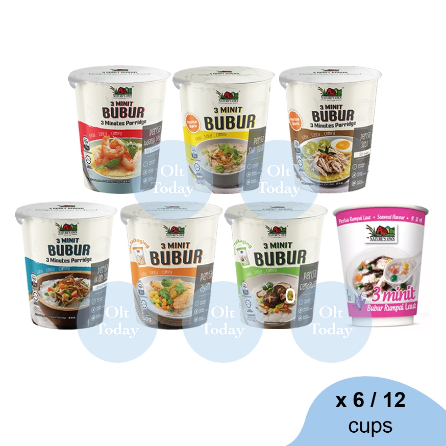 Nature's Own 3 Minutes Porridge (40g x 6/12 cups)-Anchovy/Chic/Mushroom ...
