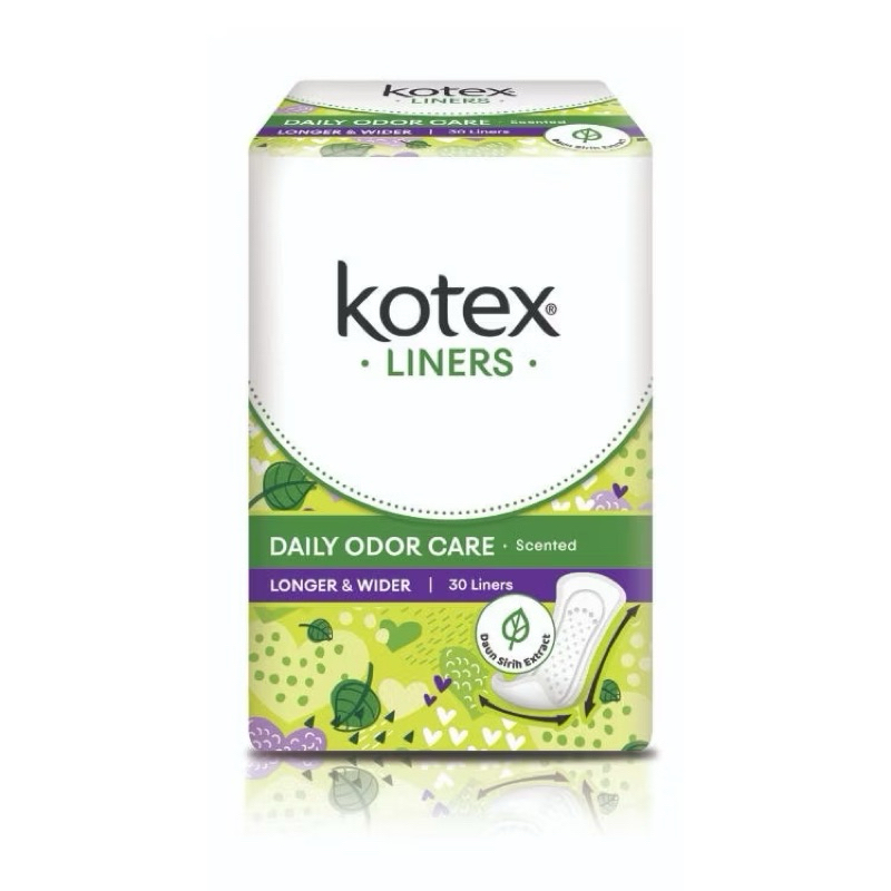 Kotex Panty Liners Longer & Wider Scented Daun Sirih 30s Unscented ...