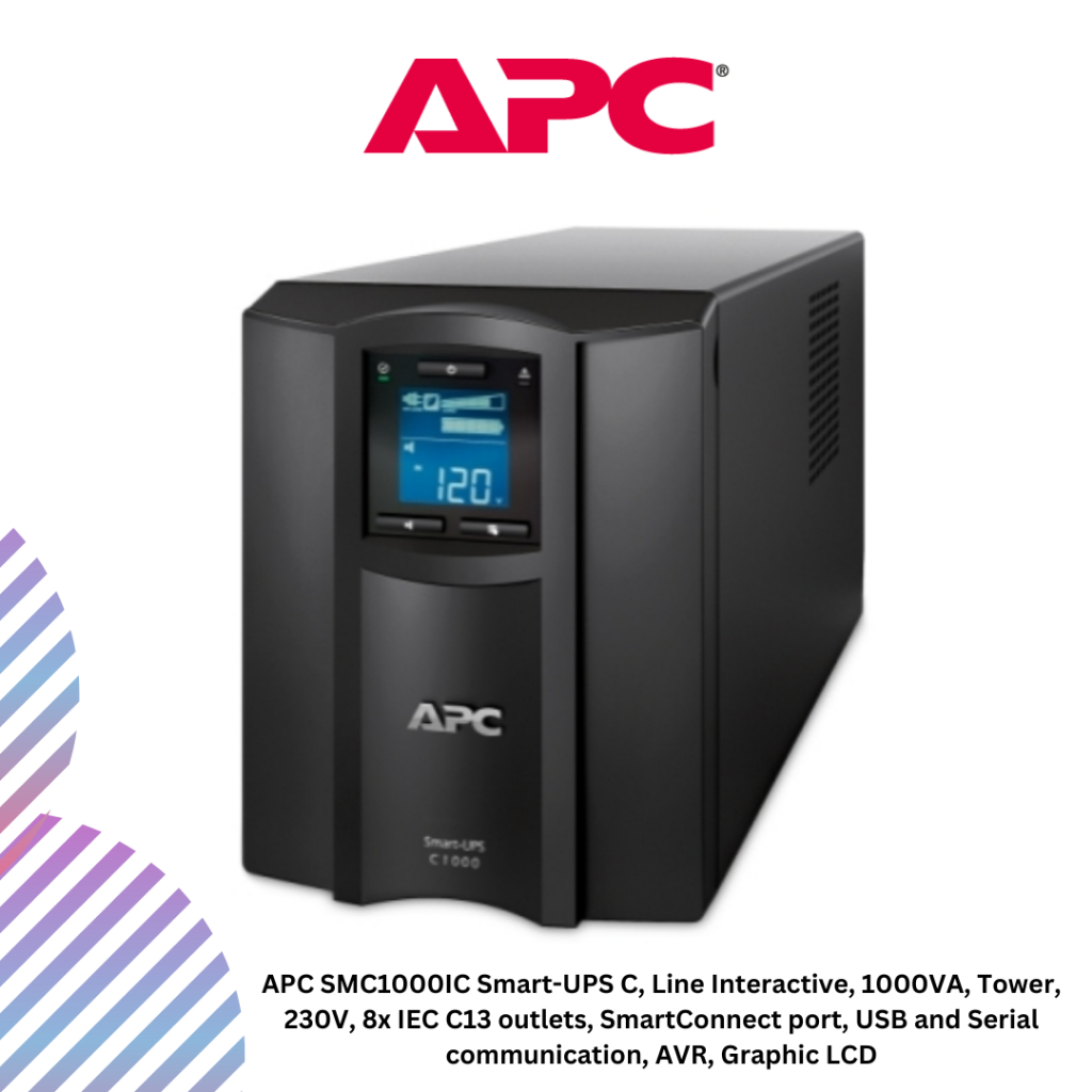 APC SMC1000IC Smart-UPS C, Line Interactive, 1000VA, Tower, 230V, 8x IEC C13 outlets ...