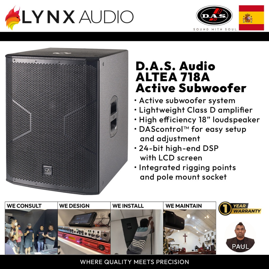 D.A.S. Audio ALTEA 718A Active Subwoofer with DSP, Presets, LCD Screen ...