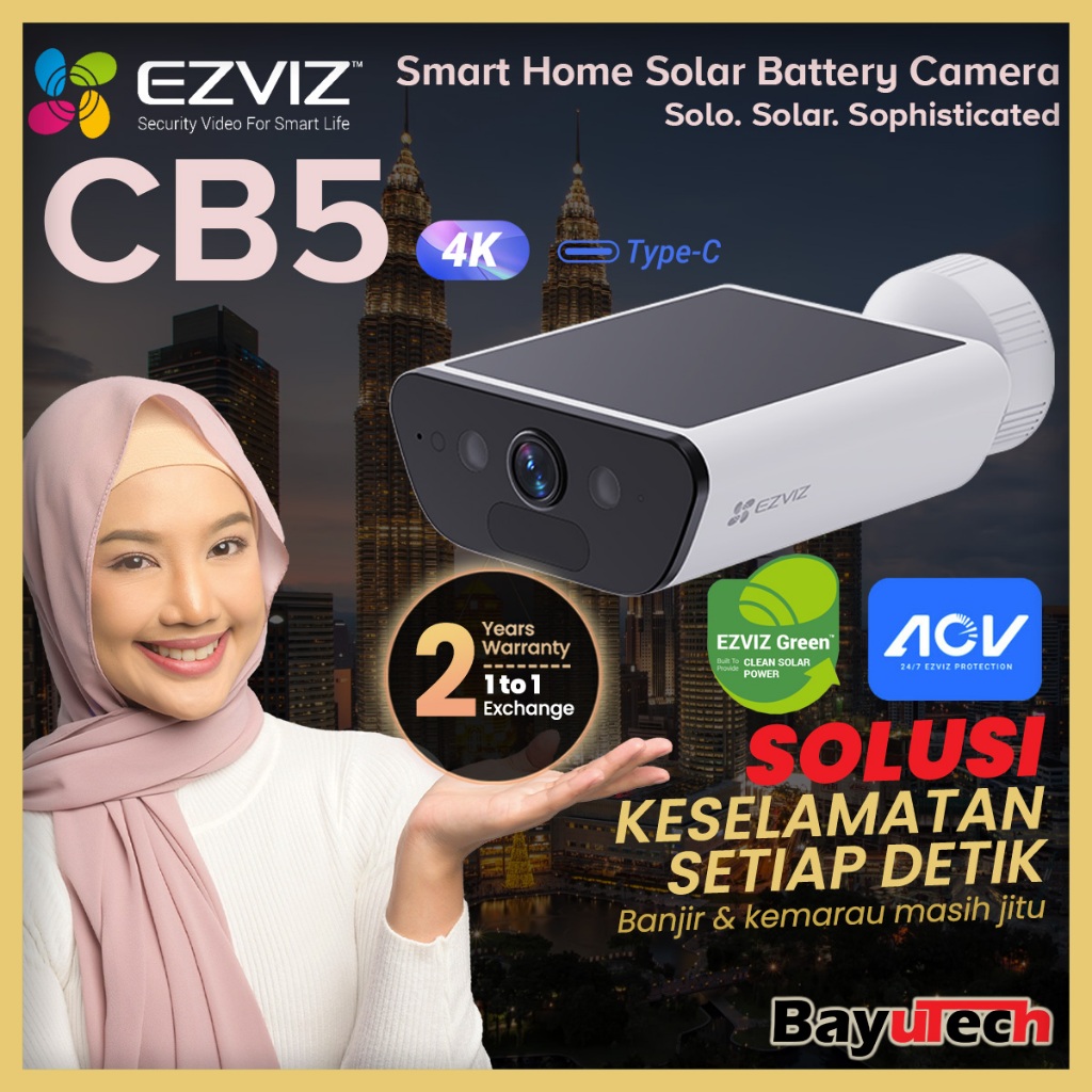 Ezviz CB5 4K 8MP Two Way Talk Solar Panel Built-in & Battery Powered ...