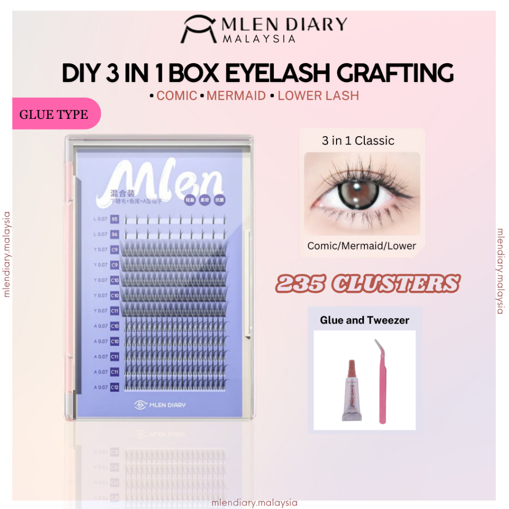 MLEN DIARY DIY 3 In 1 Box Eyelash Grafting 米兰日记自接嫁闪接睫毛 | Shopee Malaysia