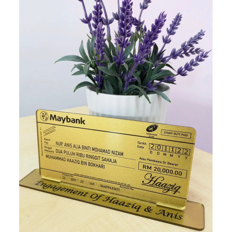 MOCKUP/REPLICA CHEQUE MAS KAHWIN @ HANTARAN KAHWIN ACRYLIC PLASTIC ...