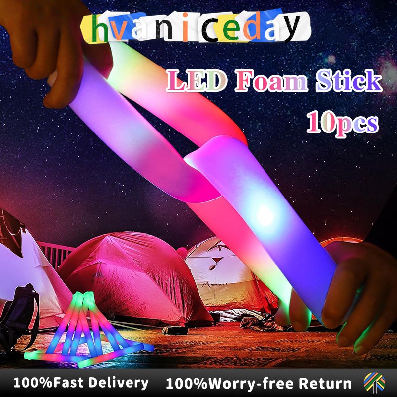 10pcs LED Glow Stick Cheer Tube Light Stick Glow Sword Kids Toy Outdoor ...