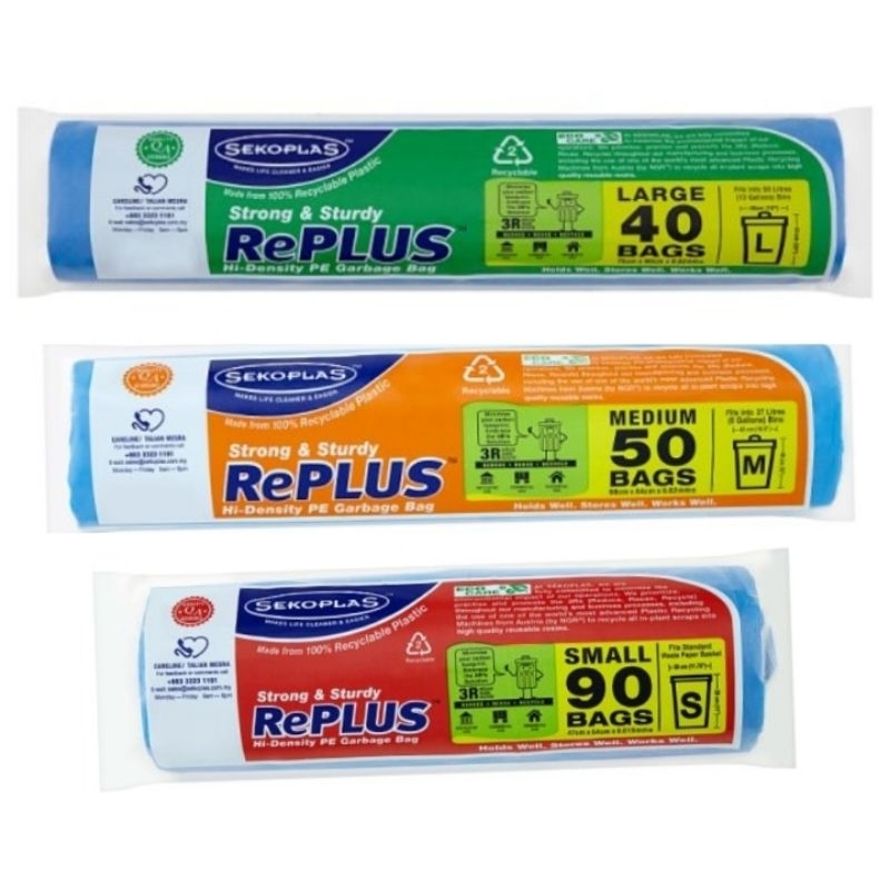 SEKOPLAS RePlus HDPE Garbage Bag Size S |M | L | Shopee Malaysia