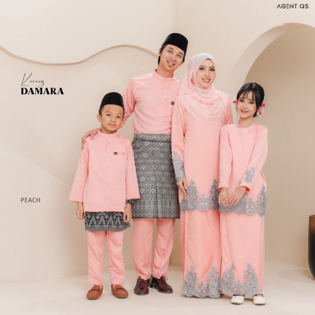 [ Set Family ] KURUNG DAMARA | BAJU RAYA WARNA PEACH | Shopee Malaysia