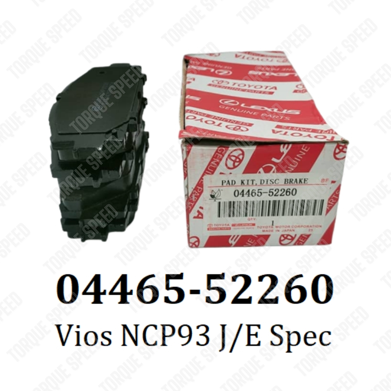 Toyota Disc Brake Pad Front 04465-52260 Vios NCP93 J E SPEC | Shopee ...
