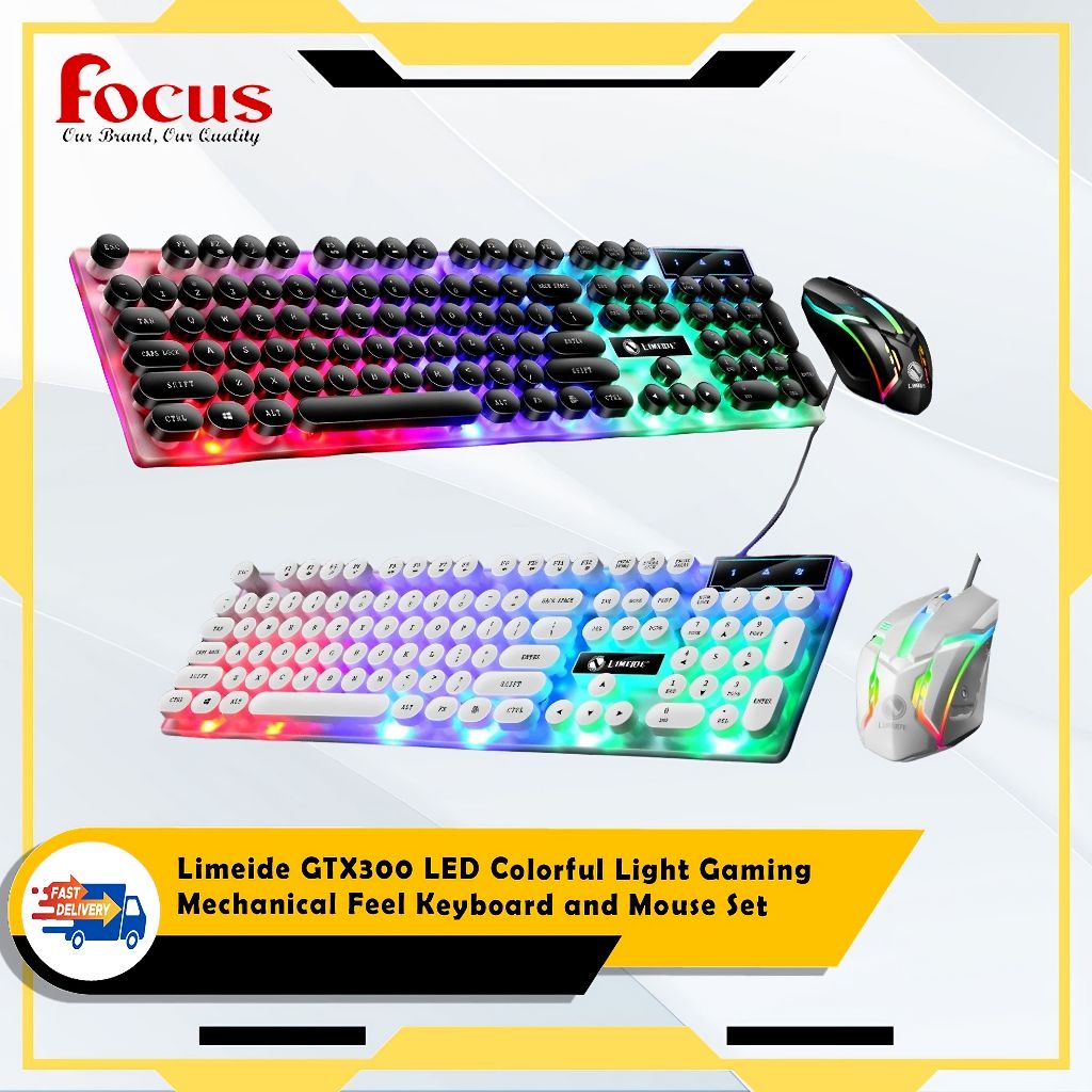 Limeide GTX300 LED Colorful Light Gaming Mechanical Feel Keyboard and ...