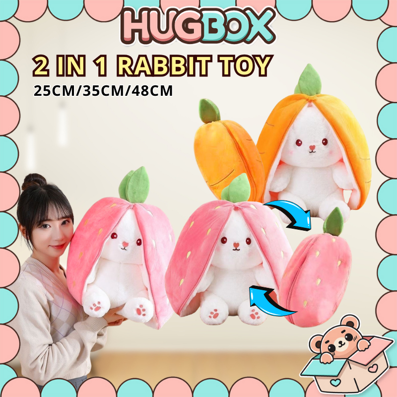 🌈HugBox Strawberry Rabbit Plushie Rabbit Plush Toy Strawberry Bunny ...