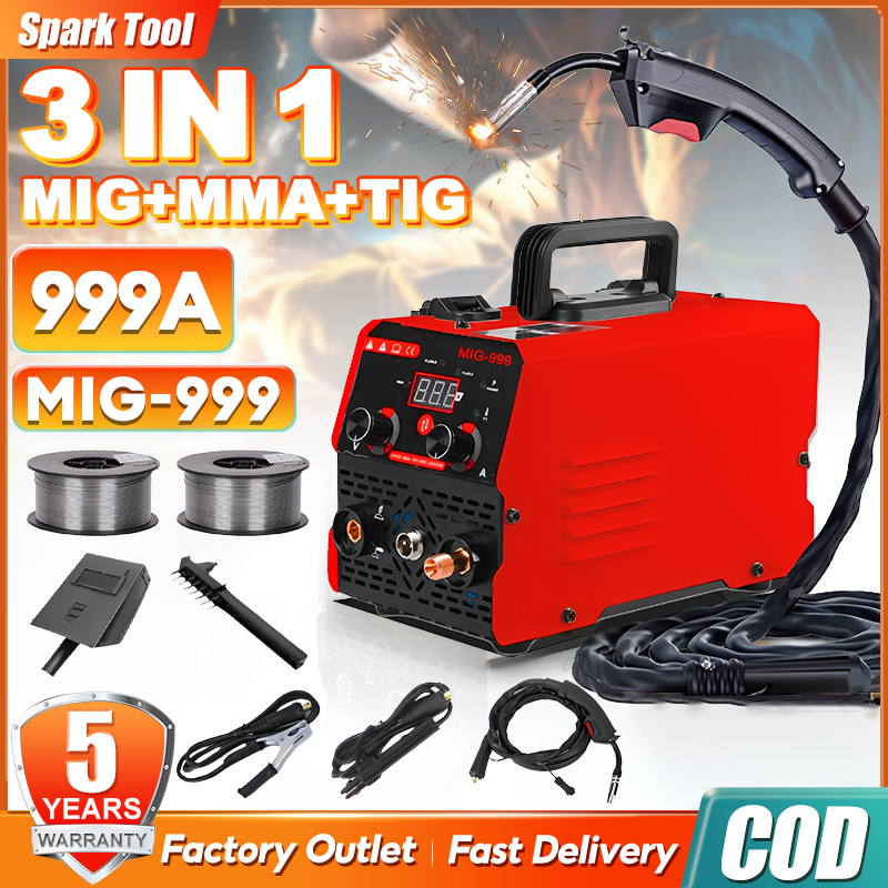 REAIM Mig Welding Machine No Gas MIG/TIG/MMA 3IN1 Portable Inverter Mig ...