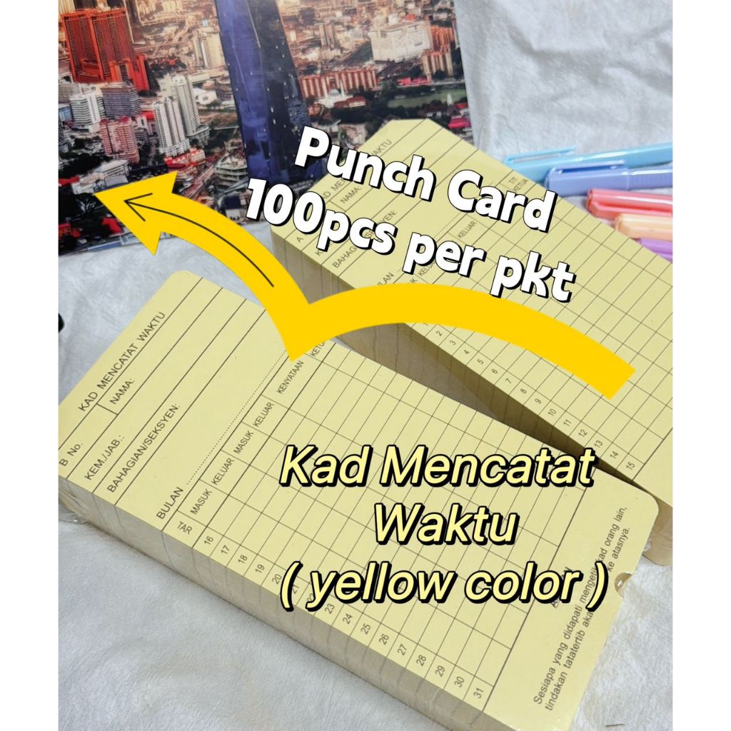 Kad Mencatat Waktu 100pcs Punch Card 100pcs Yellow color | Shopee Malaysia