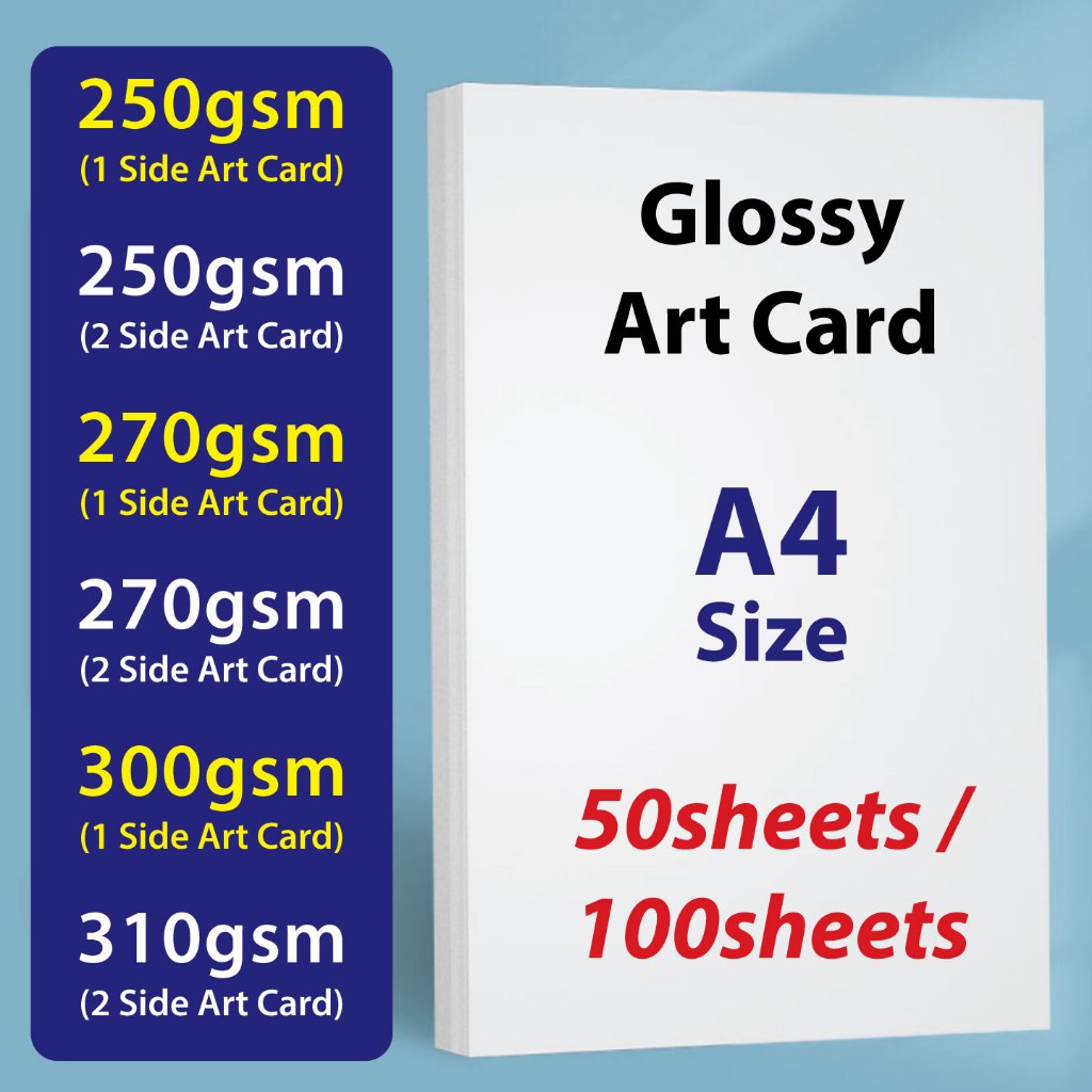 A4 Art Card 250gsm 270gsm 300gsm 310gsm (50sheets / 100sheets) | Shopee ...