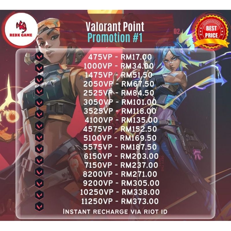 [REDX] Valorant Point VP GAME (Pack A) | MURAH & Instant delivery ...