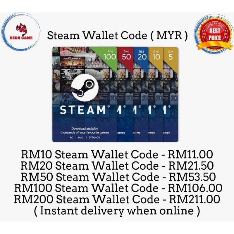 [REDX] MYR🇲🇾 Steam Wallet MY Steam my STEAM Code Steam Wallet Code Big Pack INSTANT DELIVERY ...