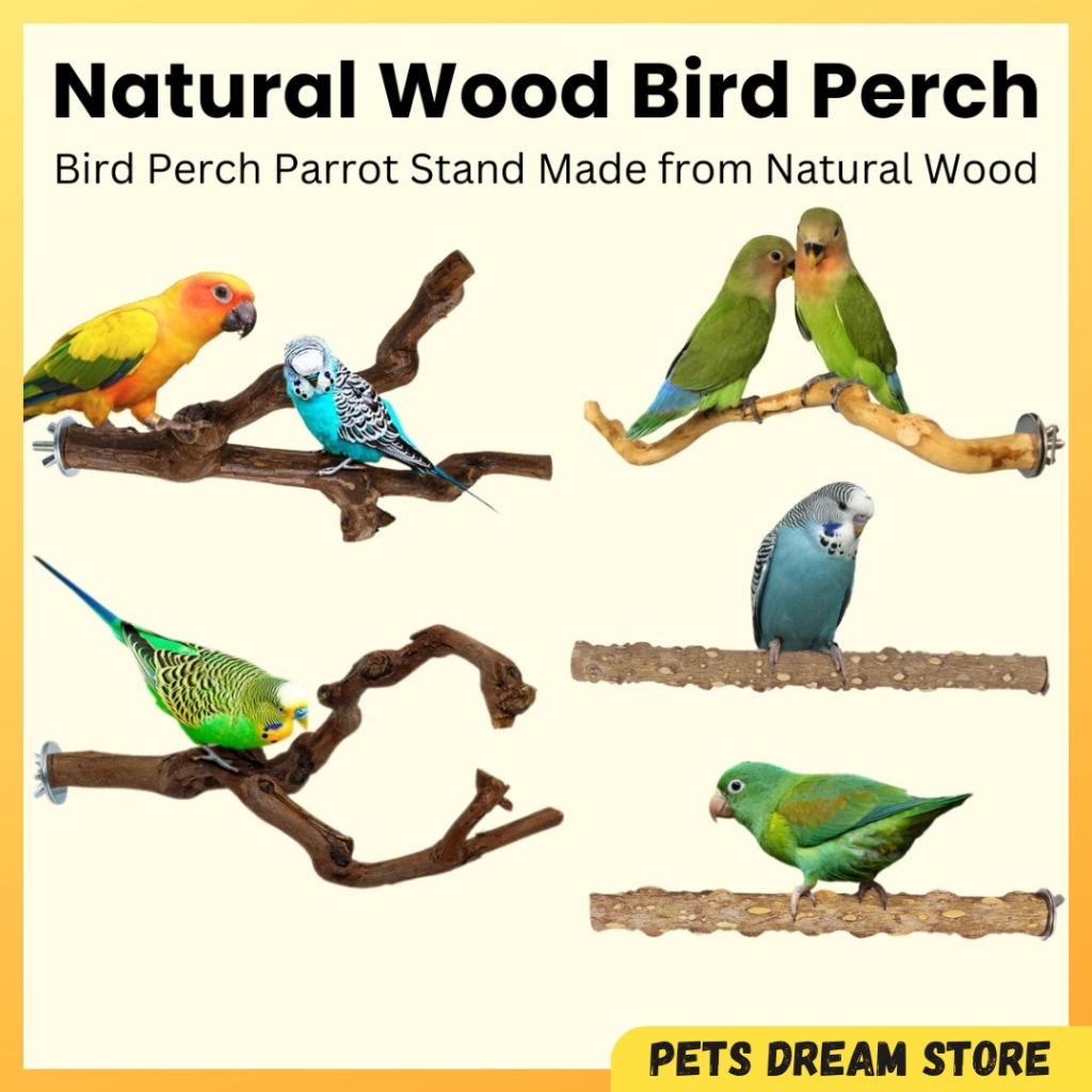 Parrot Bird Perch Parrot Stand bird cage stand Natural wood bird perch ...