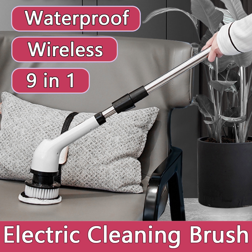9 in 1 Cordless Power Spin Scrubber LED Power Display High Speed ...