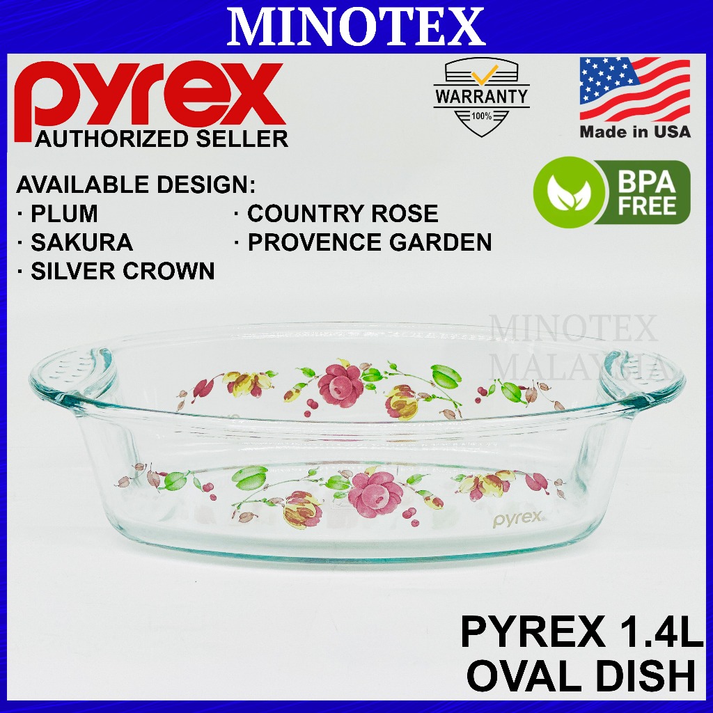 Pyrex 1.4L Oval Baking Dish - Borosilicate Glass, Oven/Microwave Safe ...