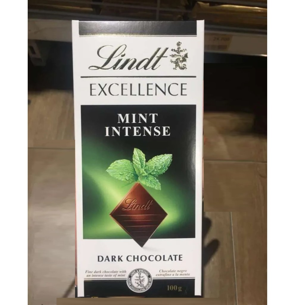 Lindt Excellence Mint Intense, Dark Chocolate, 100g (Assorted) | Shopee ...