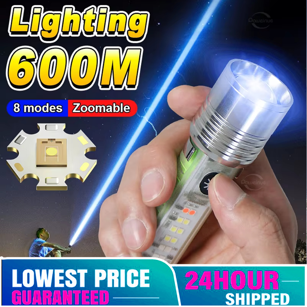 Flashlight 520A Zooming Multifunctional Rechargeable Torch Light Super ...