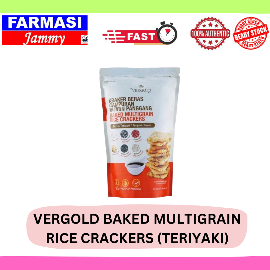 VERGOLD BAKED MULTIGRAIN RICE CRACKERS (TERIYAKI) | Shopee Malaysia
