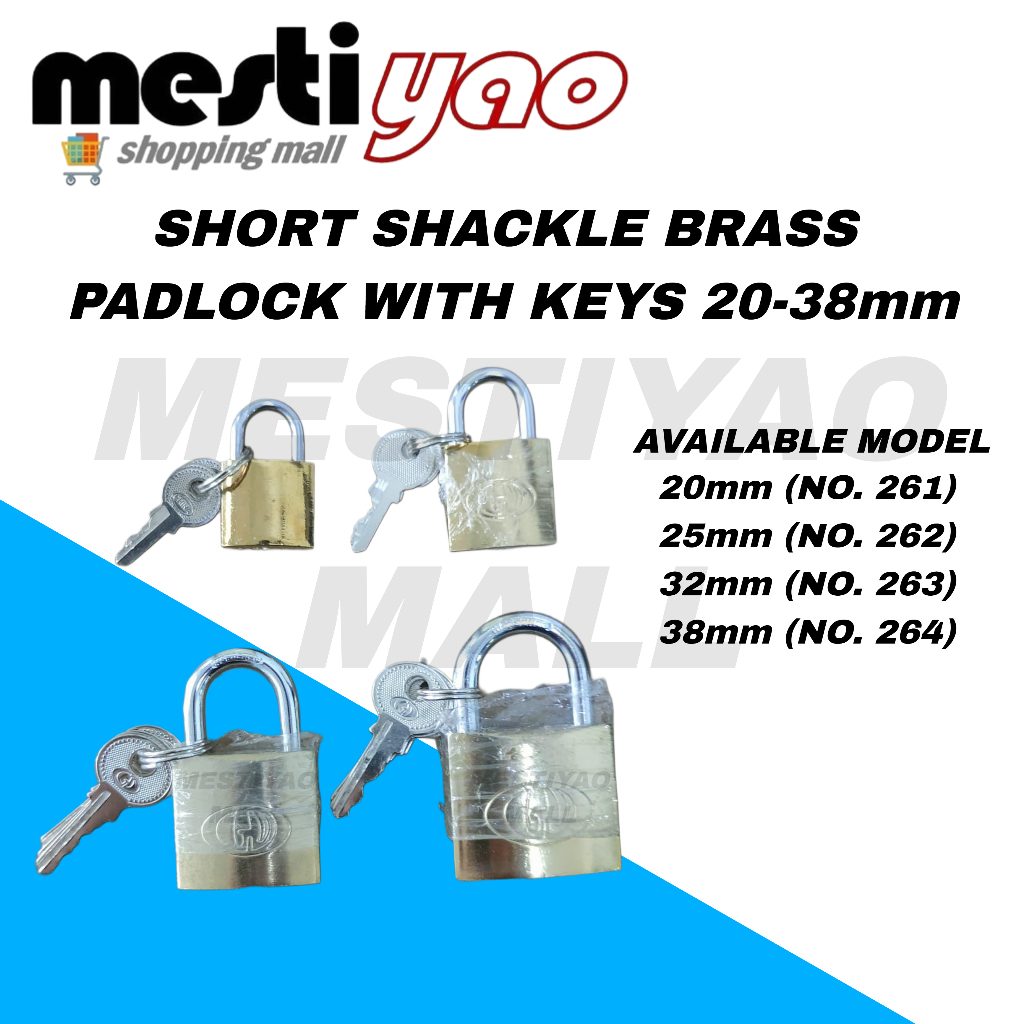 Short Shackle Brass Padlock with Keys 20-38mm | Shopee Malaysia