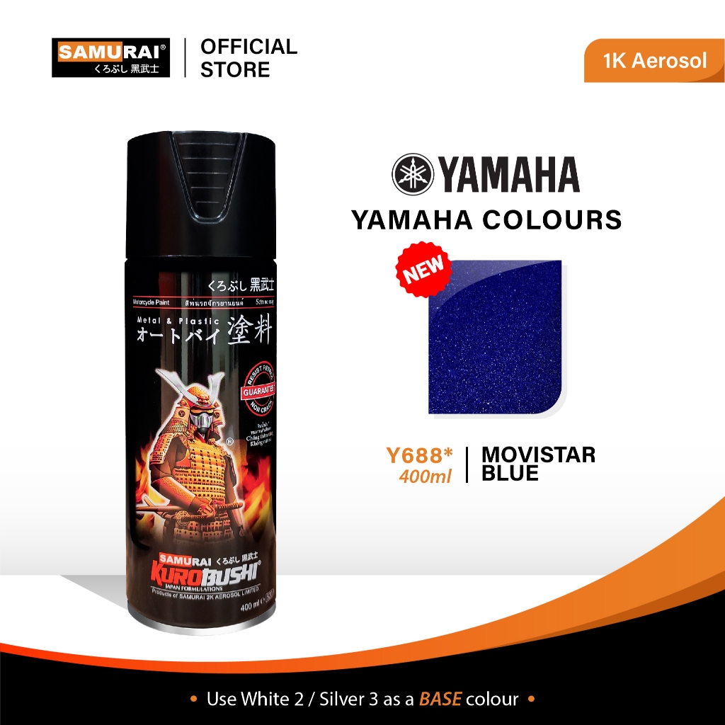 Samurai Spray Paint Yamaha - Y688 Movistar Blue (400ml) | Shopee Malaysia