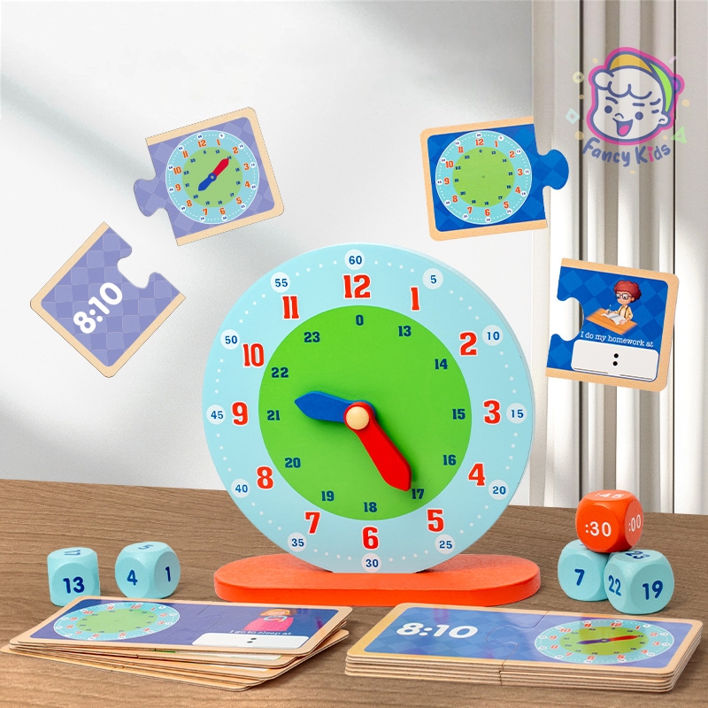 Montessori Wooden Clock Model/Preschool Time Learning Clock Toy/Math ...