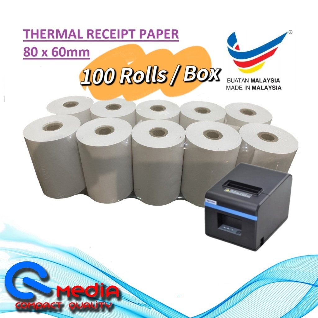 (100 roll )Thermal Receipt Printer Paper roll 80mm x 60mm 80x60 ...